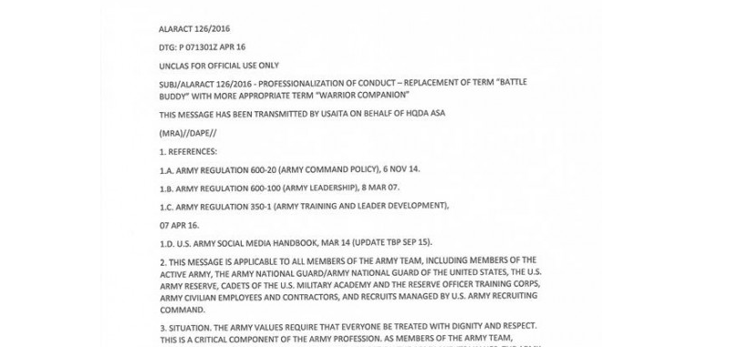Army Bans Term Battle Buddy. Replaces with Warrior Companion in New ...