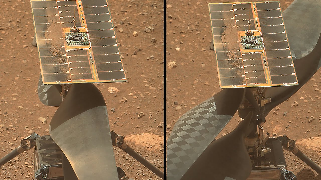 Ingenuity Mars Helicopter rotor blades unlocked to make the first spin ...