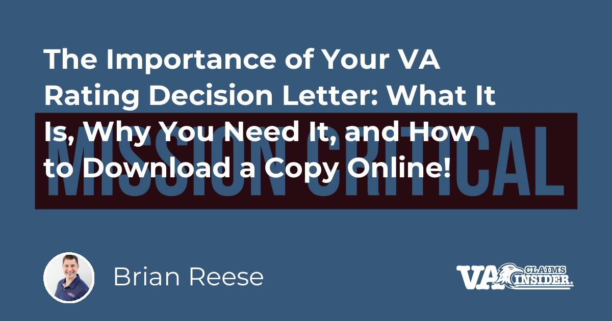 The Importance of Your VA Rating Decision Letter: What It Is, Why You ...