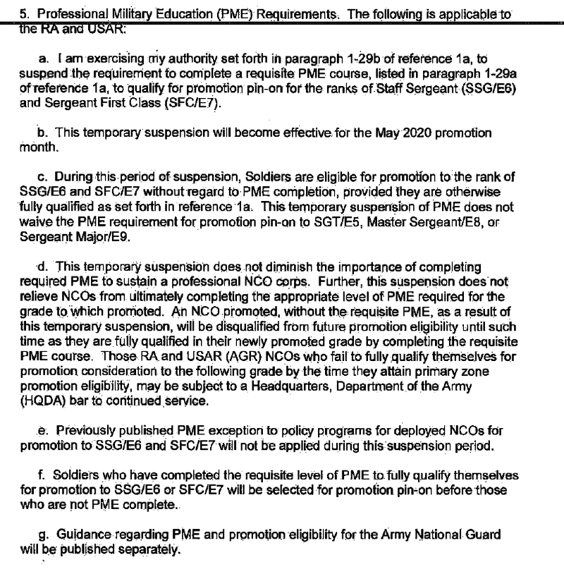 The DoAG1 released a memo outlining promotions and requirements for ...