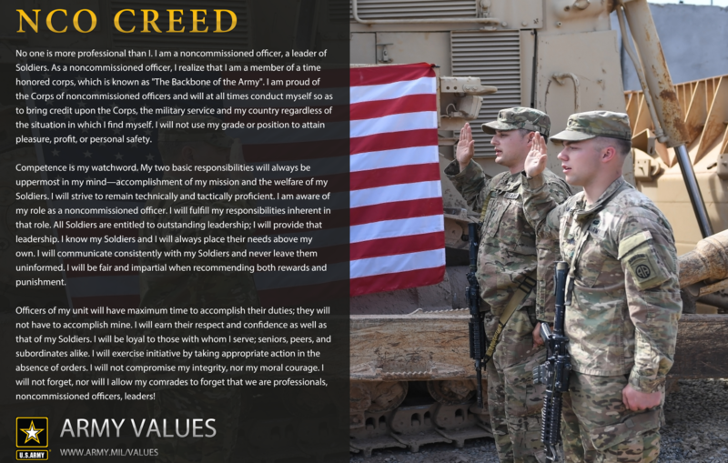 U.S. ARMY NCO CREED SHARE OF THE DAY (click on PIC High-Speed Low-Drag ...