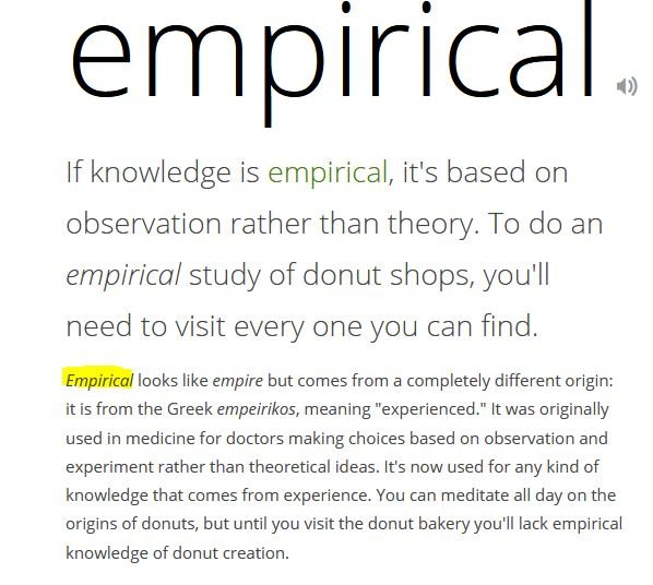 WORD OF THE DAY Empirical https://www.vocabulary.com/dictionary ...