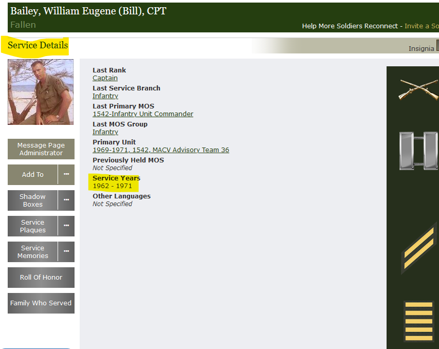 FALLEN SHARE OF THE DAY Bailey, William Eugene (Bill), CPT Casualty ...